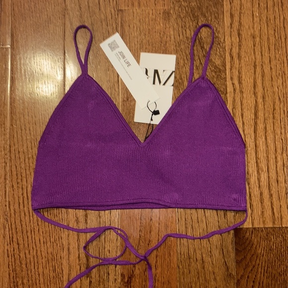 Zara | Tops | Nwt Zara Ribbed Purple Cropped Spaghetti Strap Tank Top ...